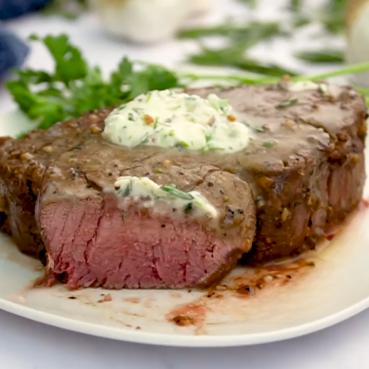 Seared Filet Mignon Steaks with Herbed Butter - Tradition & Thyme